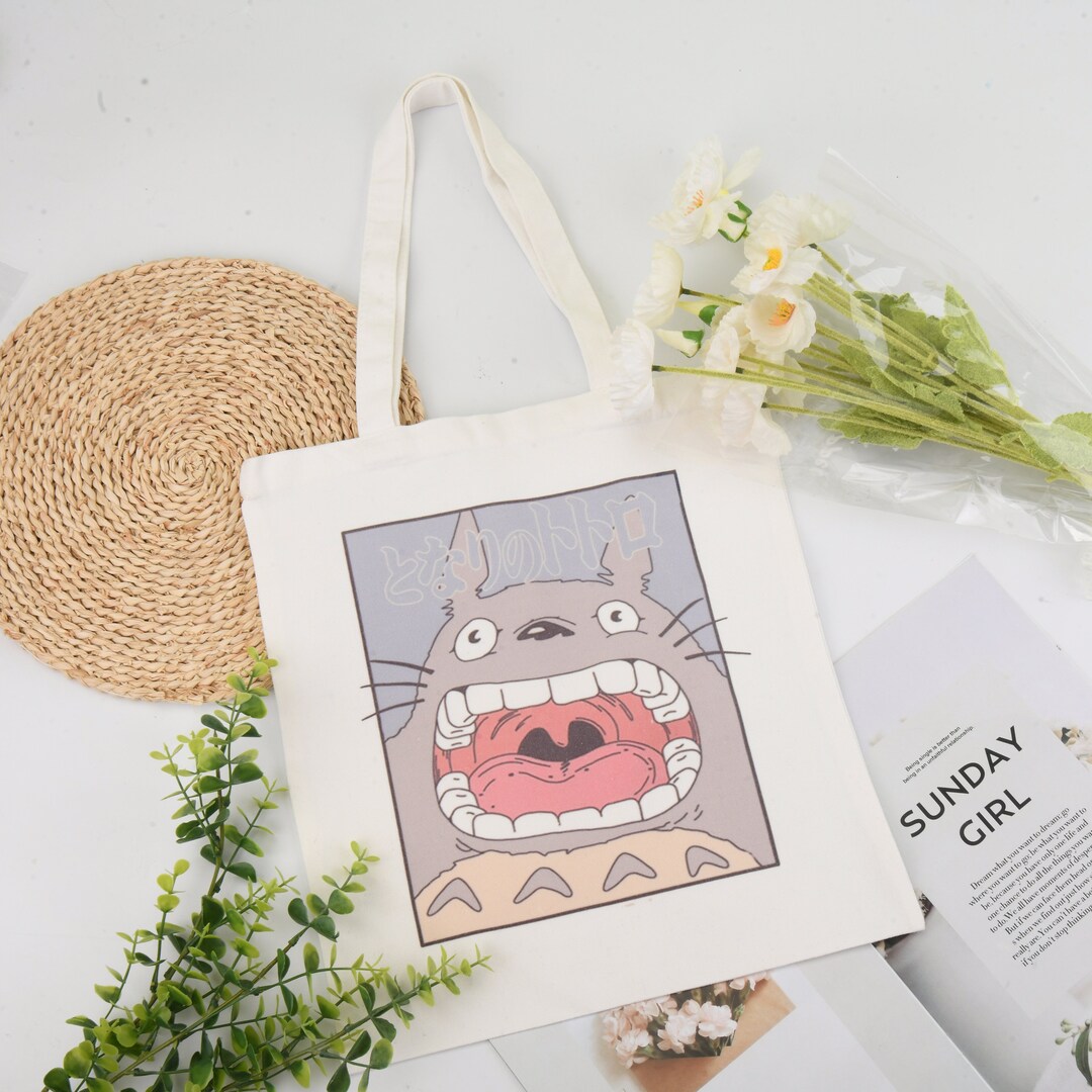 Cute Totoro Canvas Tote Bag,handmade Shopping Bag,reusable Grocery Bag ...