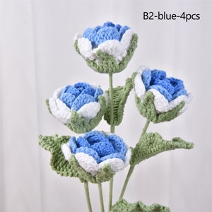 4/6pack Crochet Gradient Rose Flowers for Home Decor,handmade Knitted ...