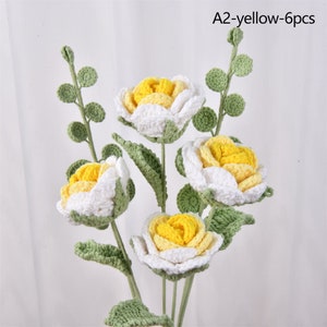 4/6pack Crochet Gradient Rose Flowers for Home Decor,handmade Knitted ...