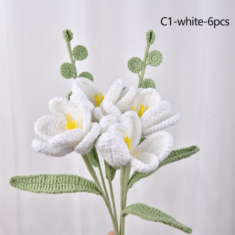 6pack Handmade Crochet Tulip Flowers,knitted Floral Arrangement, Home ...