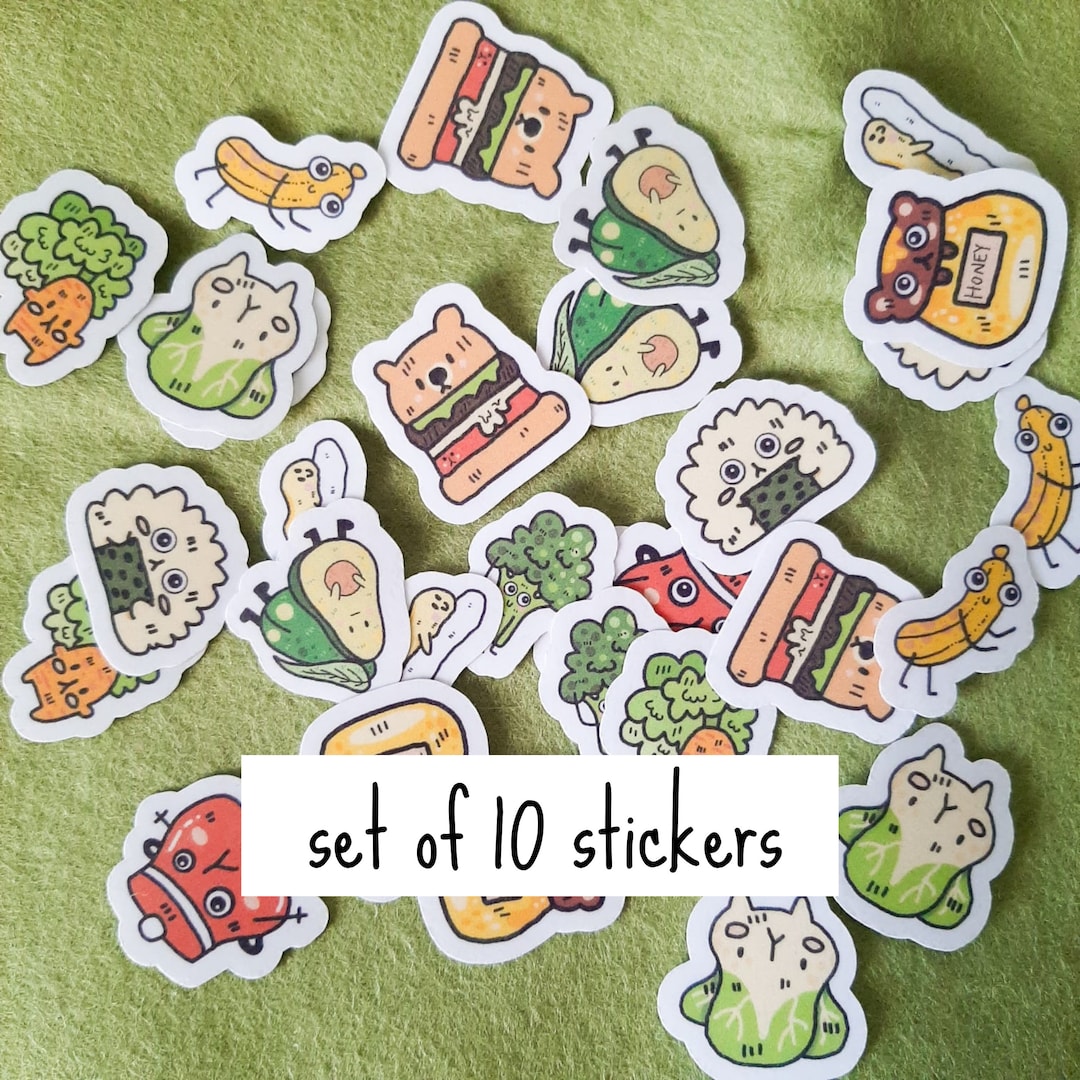Food Sticker Pack, Mini Stickers for Laptop, Small Stickers for Planner ...