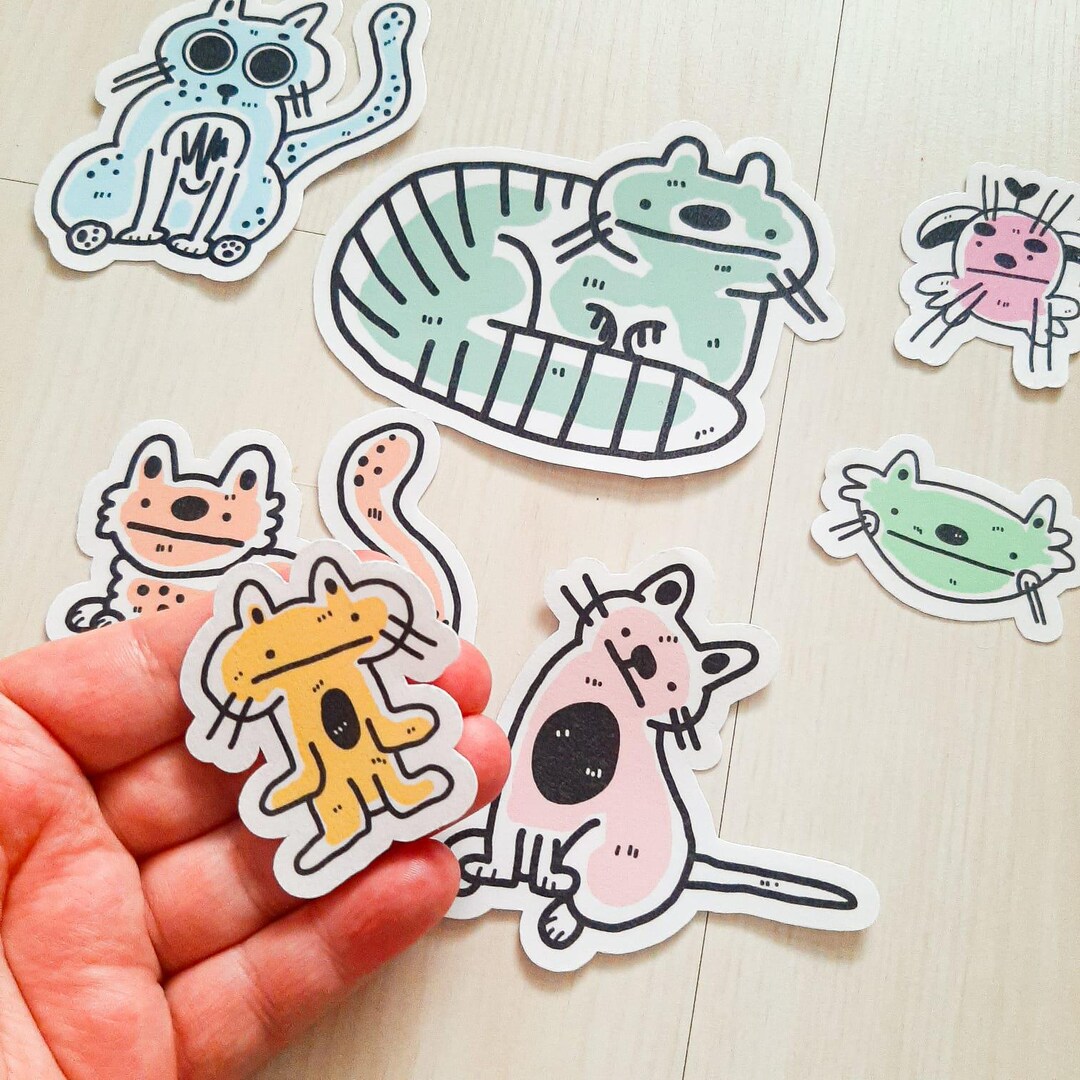 Cat Sticker Pack for Laptop, Cat Sticker Bundle for Journaling, Cat ...