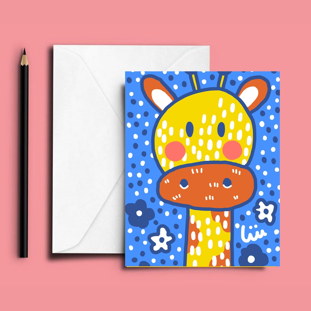 Giraffe Card, Animal Postcard, Safari Animal Prints, Card for an Artist ...