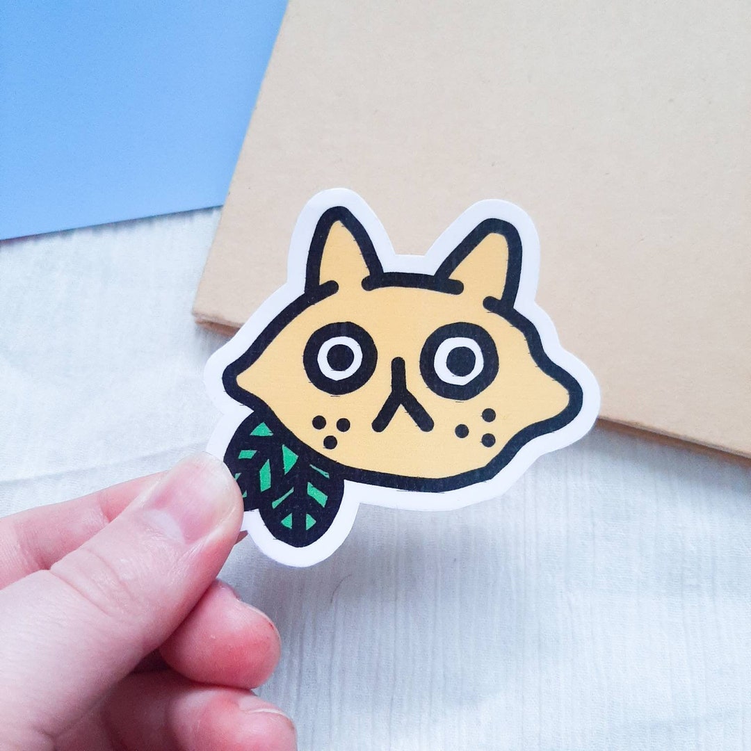 Grumpy Cat Sticker for Laptop, Lemon Sticker for Planner, Fruit Animal ...