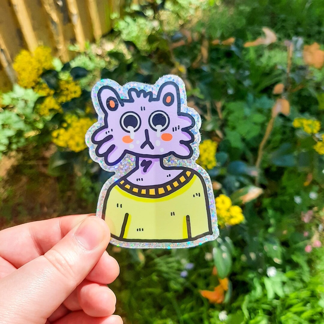 Grumpy Cat Sticker for Water Bottle, Cry Baby Sticker for Laptop ...