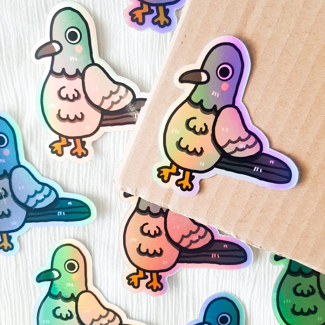 Pigeon Vinyl Sticker, Holographic Sticker for Phone, Funny Gifts for ...