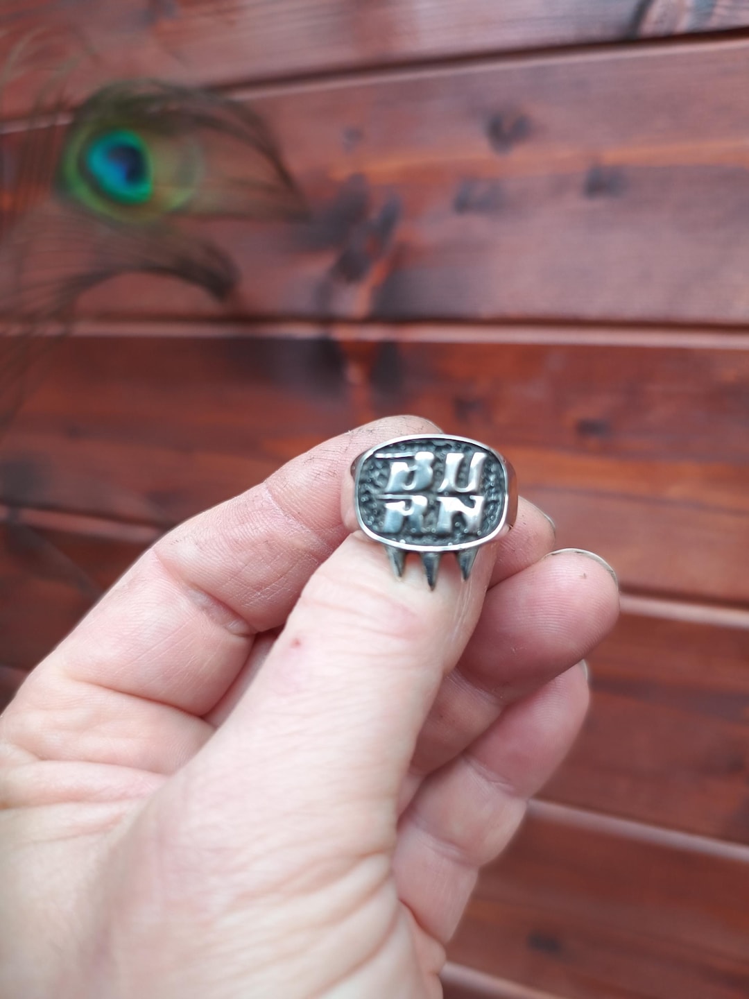 Cyberpunk Silverhand Styled BURN Ring - Etsy