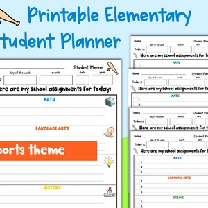 Boy's Themed Printable Elementary Student Planner Homeschool Student ...