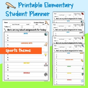 Sports-themed Printable Elementary Student Planner - Homeschool Student ...