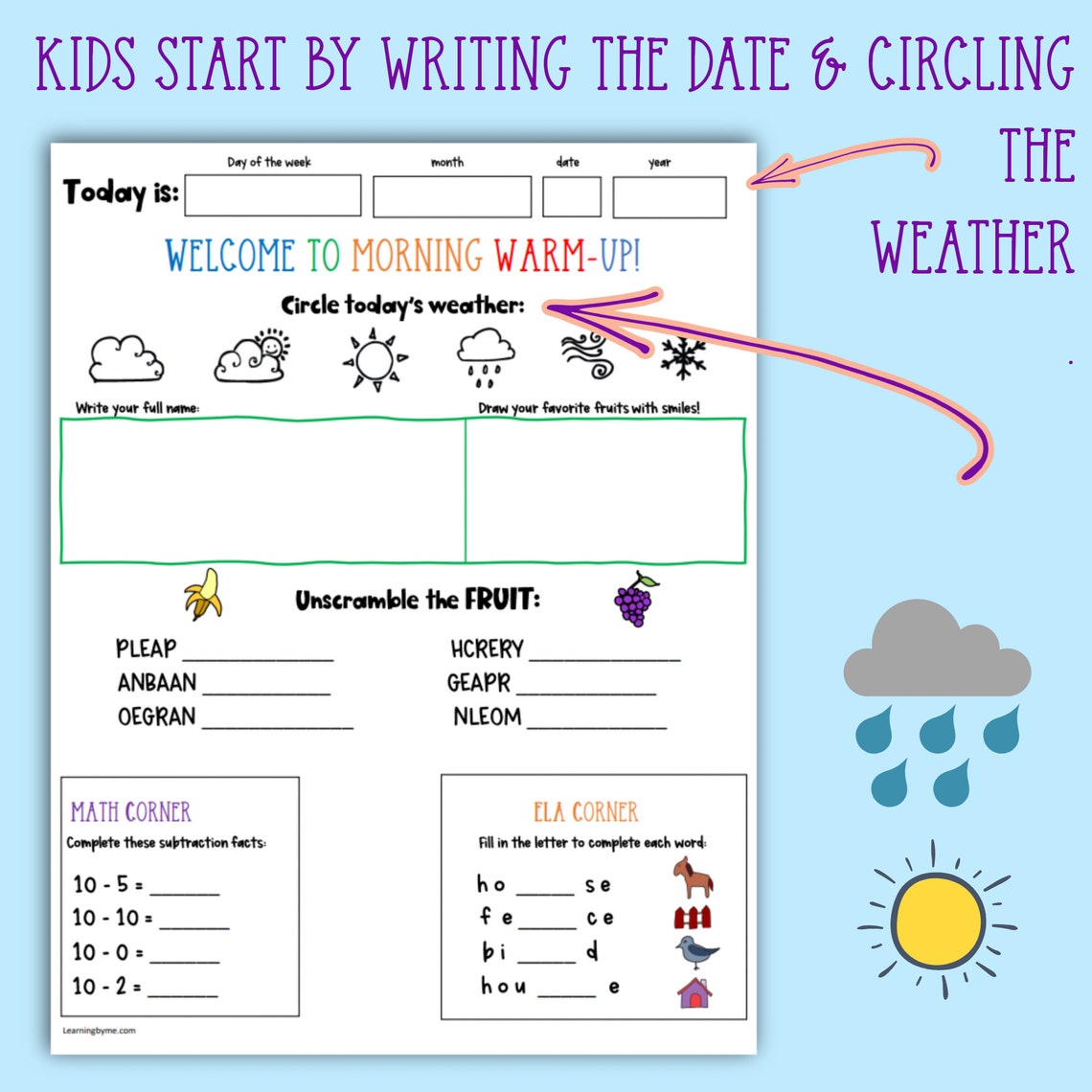 Elementary Morning Worksheets - Warm-up Worksheets for Elementary ...