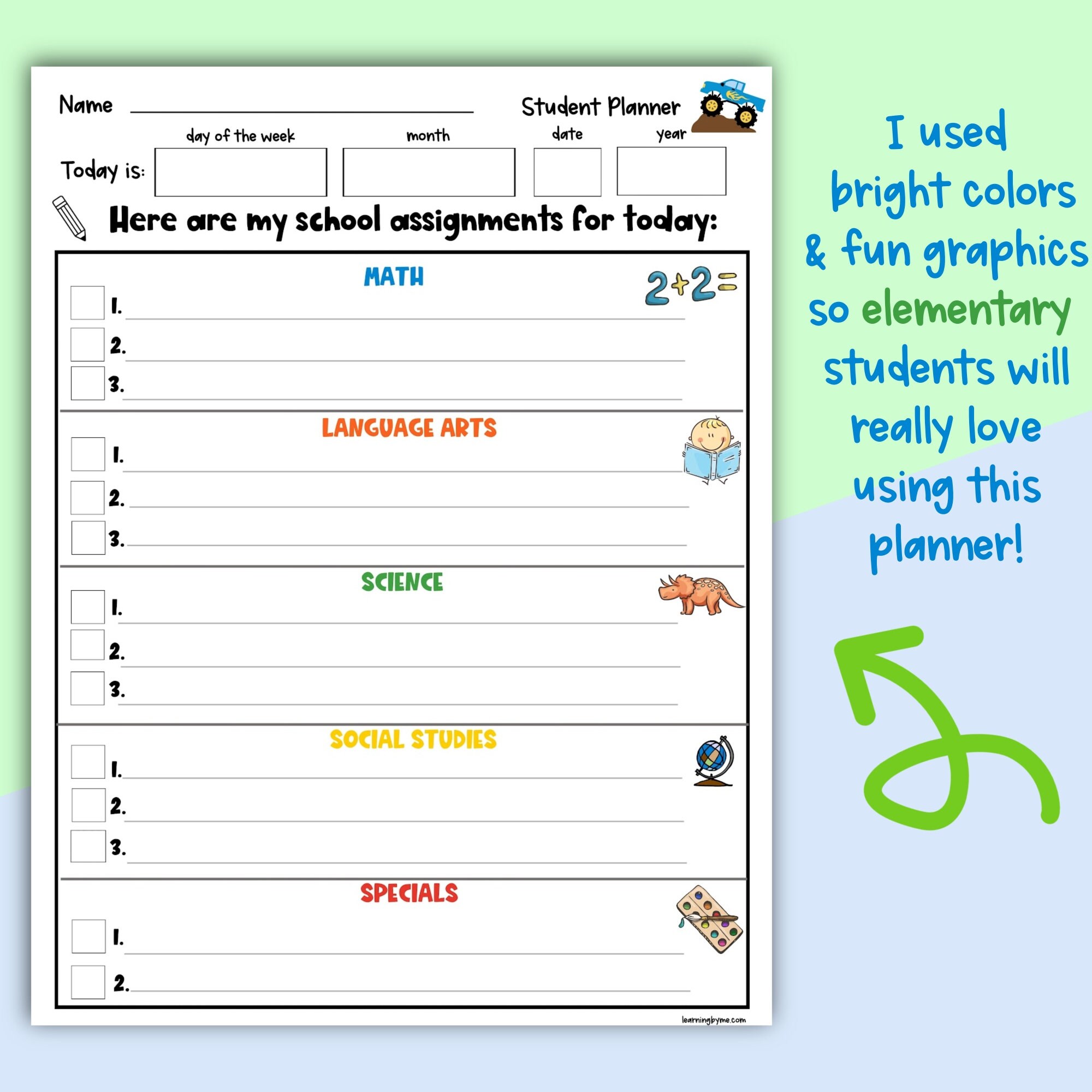 Boy's Themed Printable Elementary Student Planner - Homeschool Student ...