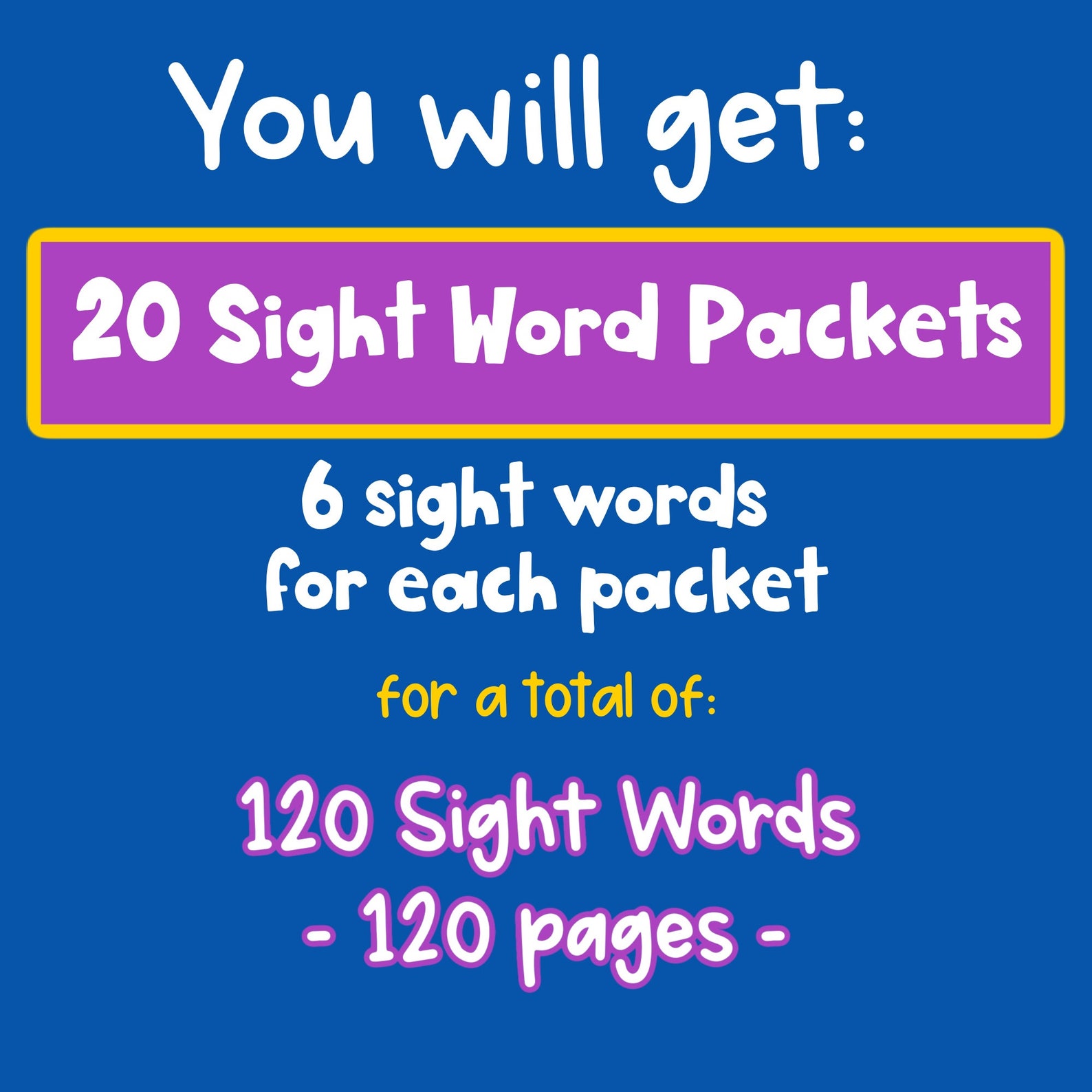 120 Sight Word Worksheets Kindergarten & First Grade Sight Word ...