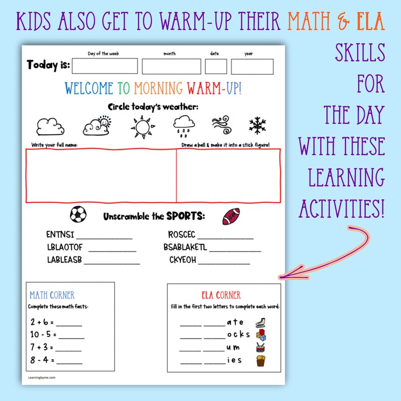 Elementary Morning Worksheets - Warm-up Worksheets for Elementary ...