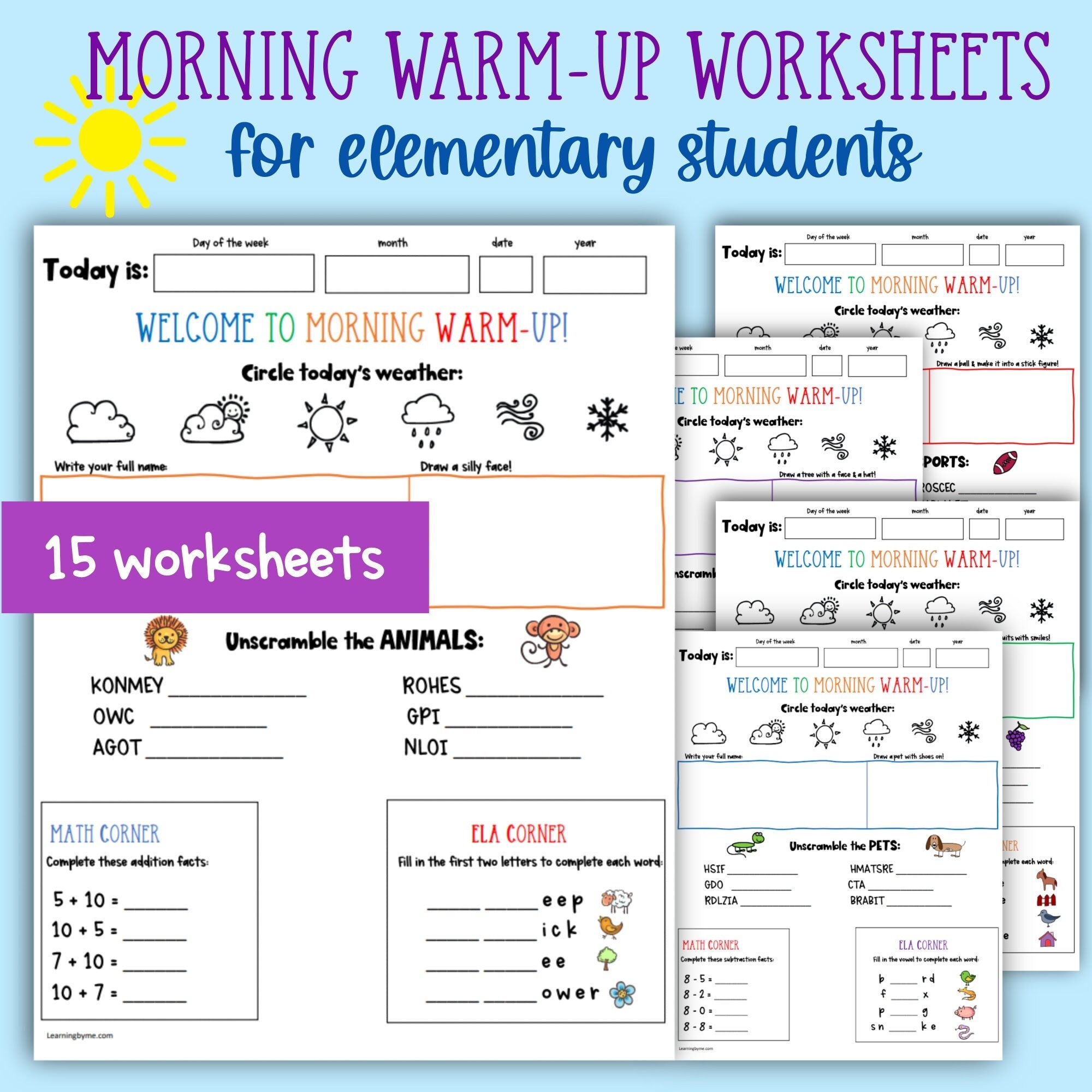 Elementary Morning Worksheets - Warm-up Worksheets for Elementary ...