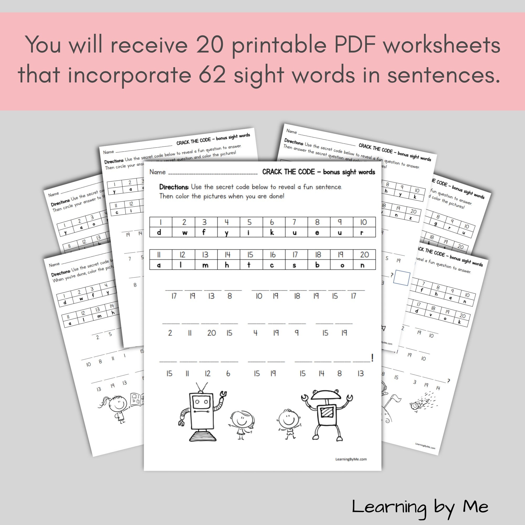 20 Printable Crack the Codes Worksheets Practice Spelling 62 Sight ...
