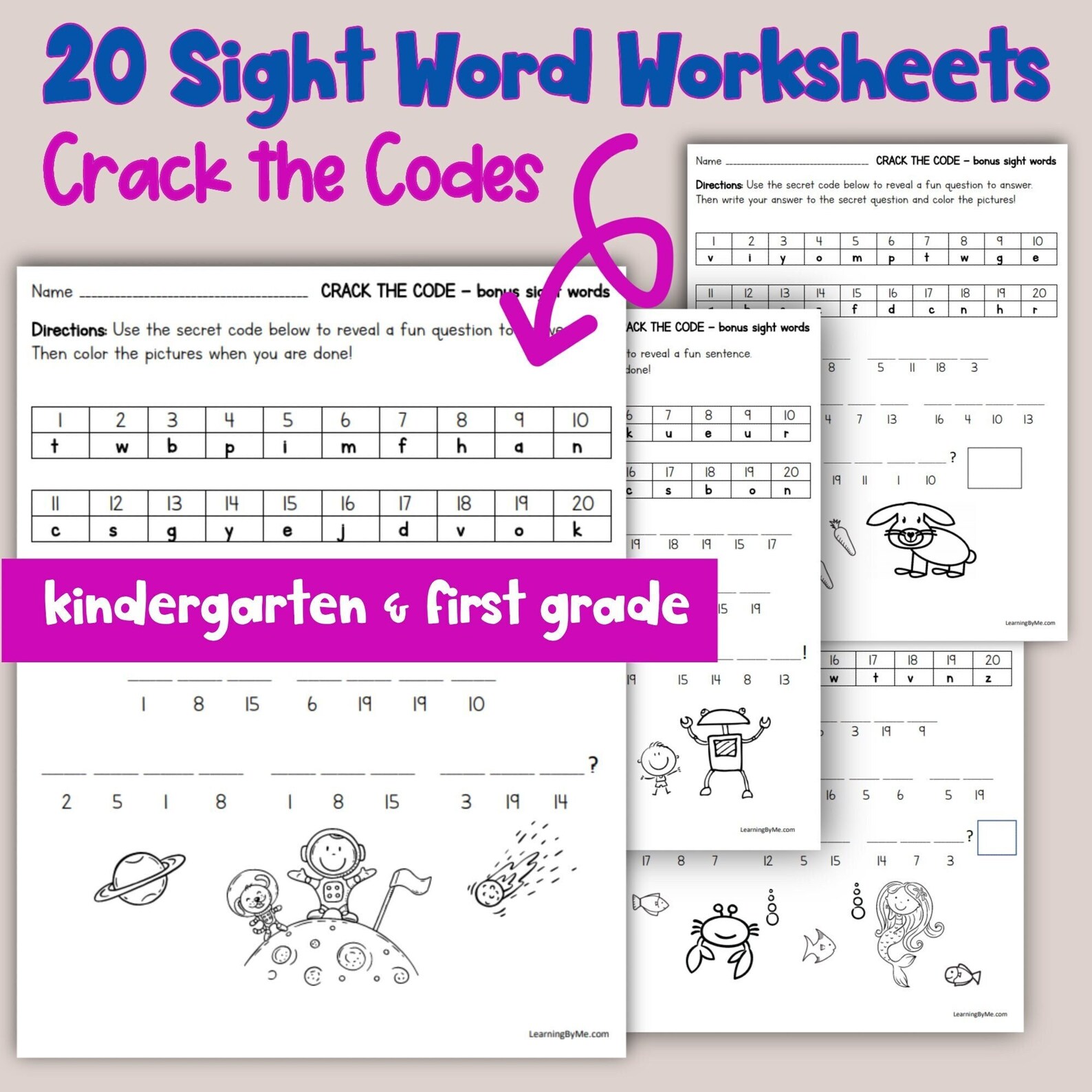 20 Printable Crack the Codes Worksheets - Practice Spelling 62 Sight ...