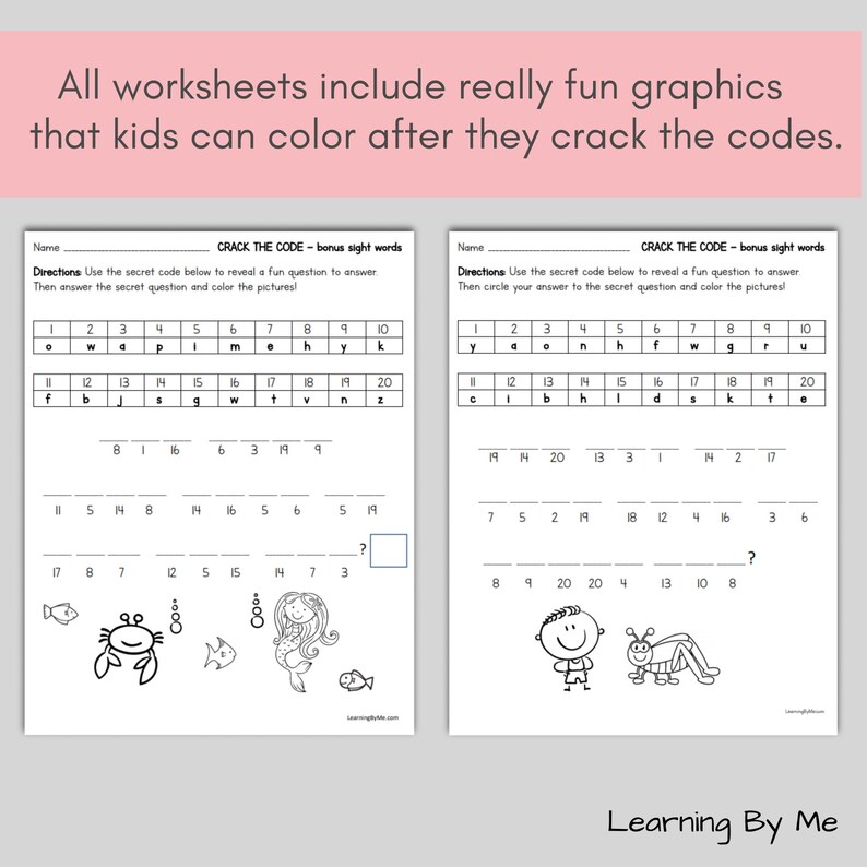20 Printable Crack the Codes Worksheets - Practice Spelling 62 Sight ...