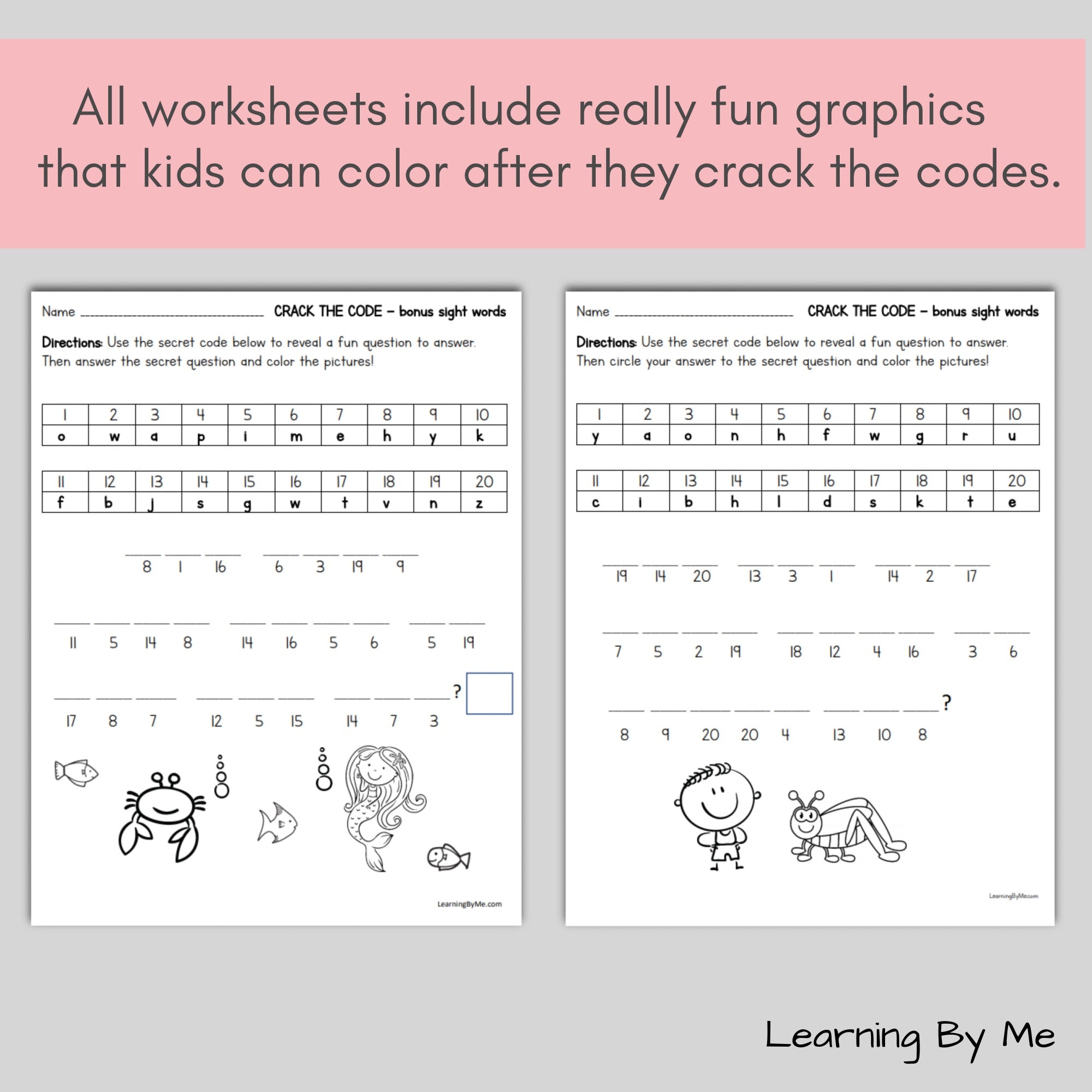 20 Printable Crack the Codes Worksheets Practice Spelling 62 Sight ...
