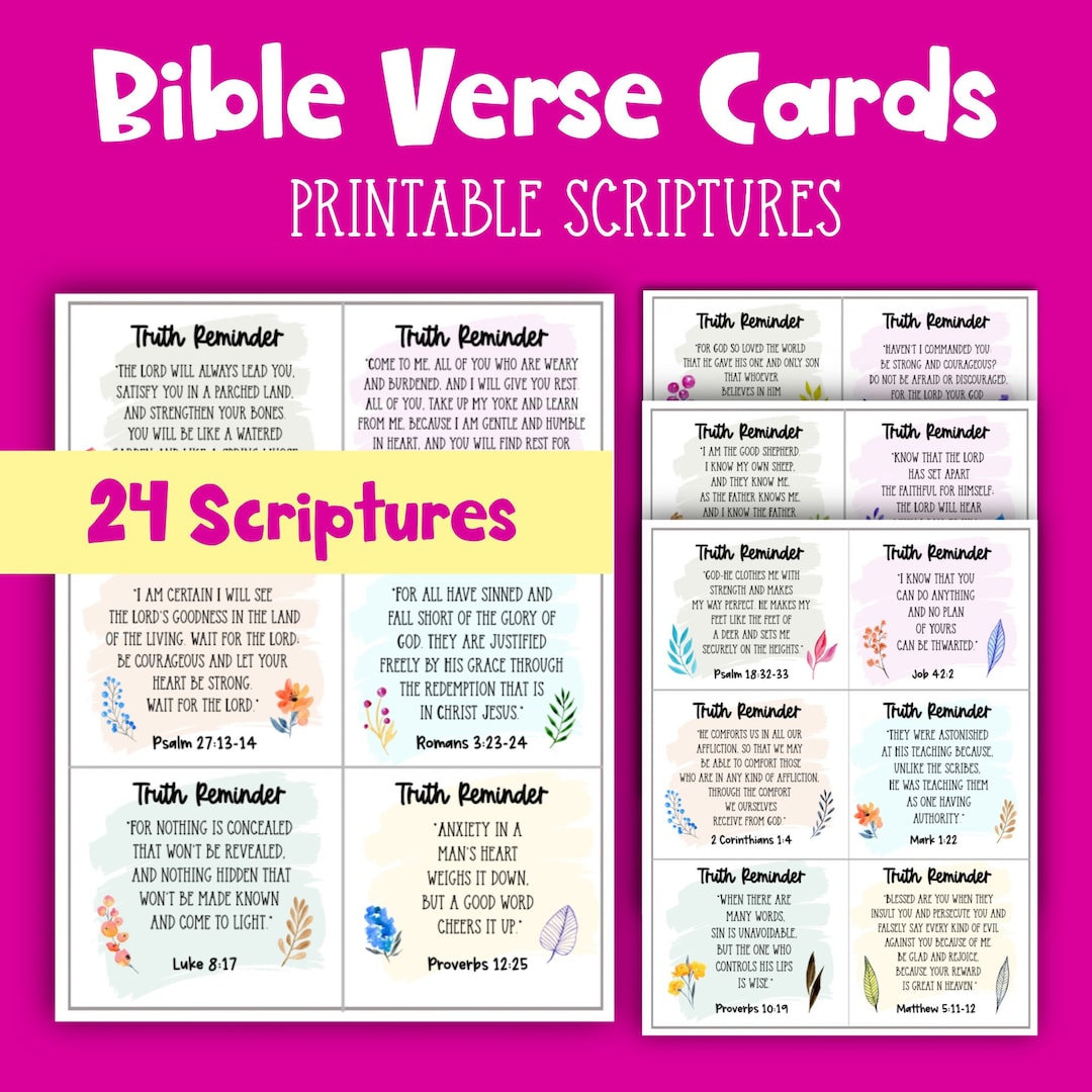 24 Printable Pocket Scriptures | Mini Bible Verse Cards | Daily ...