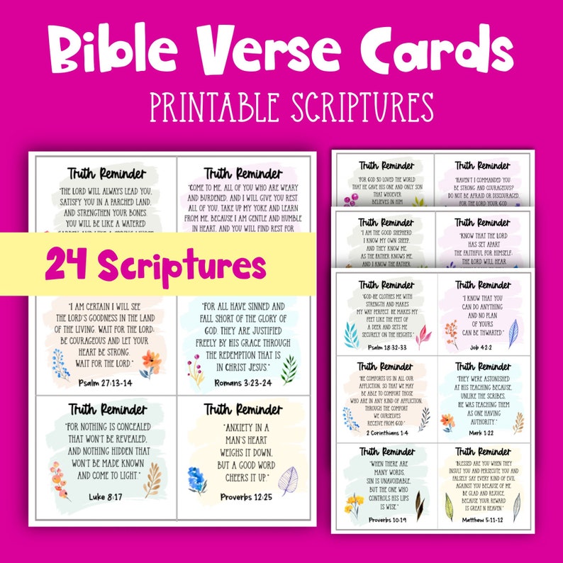 24 Printable Pocket Scriptures | Mini Bible Verse Cards | Daily ...