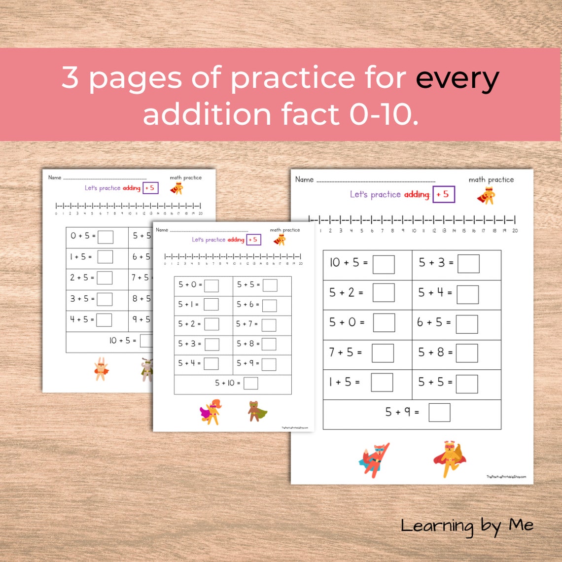 40 Printable Math Worksheets for Addition Facts 0-10 Kindergarten ...
