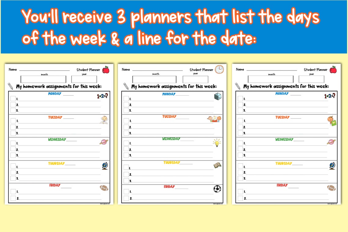 Printable Elementary Student Planner Homeschool Student - Etsy