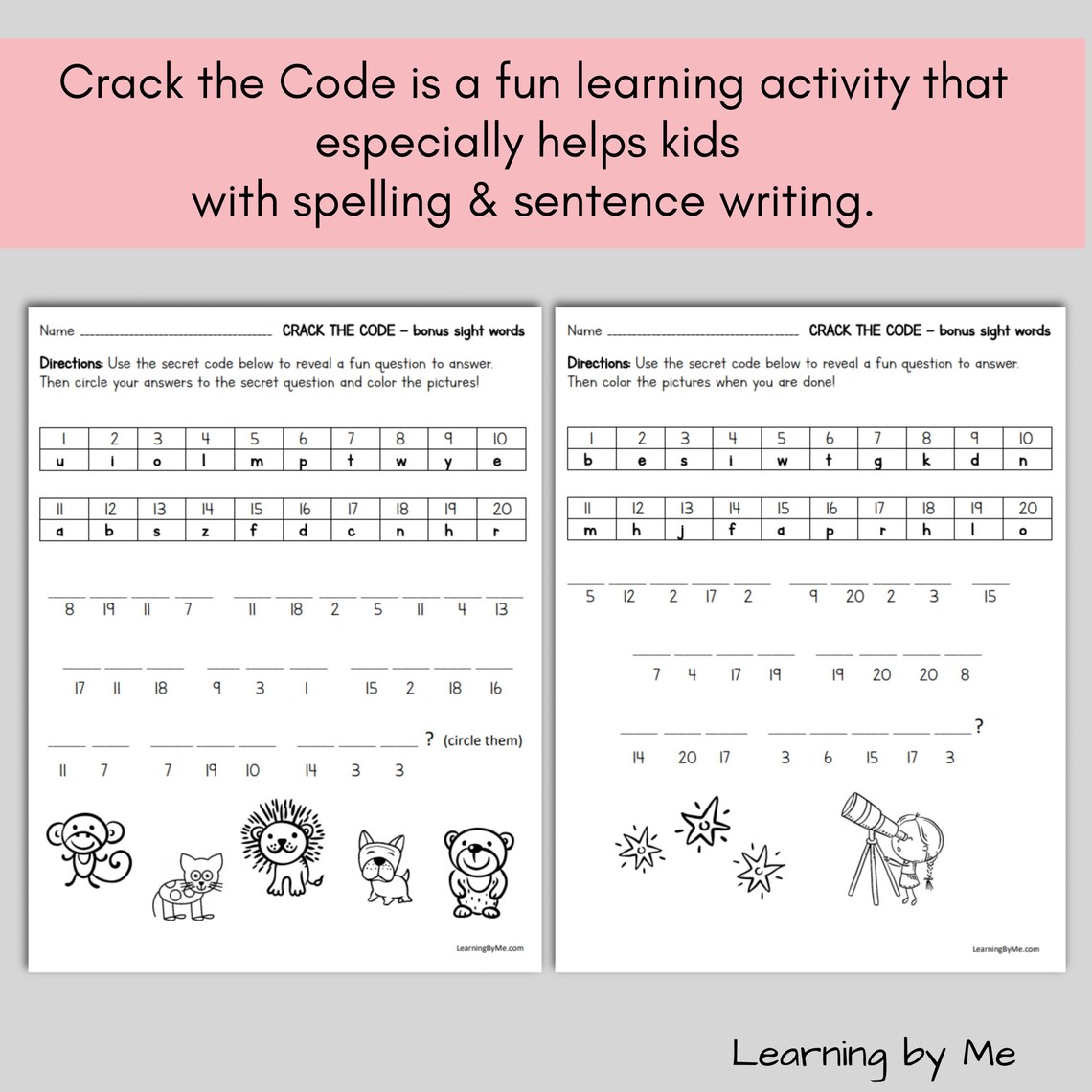 20 Printable Crack the Codes Worksheets Practice Spelling 62 Sight ...