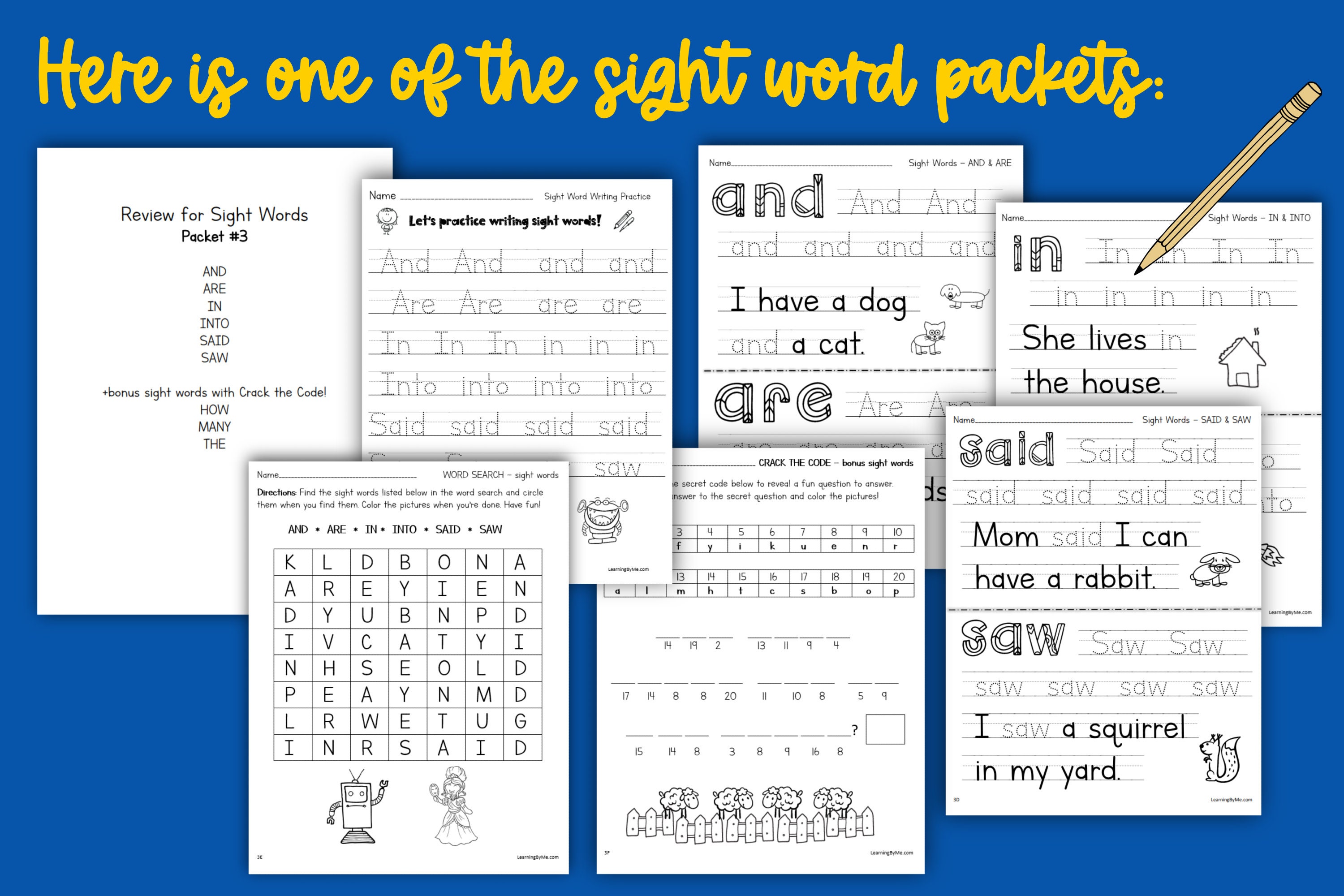 120 Sight Word Worksheets Kindergarten & First Grade Sight Word ...