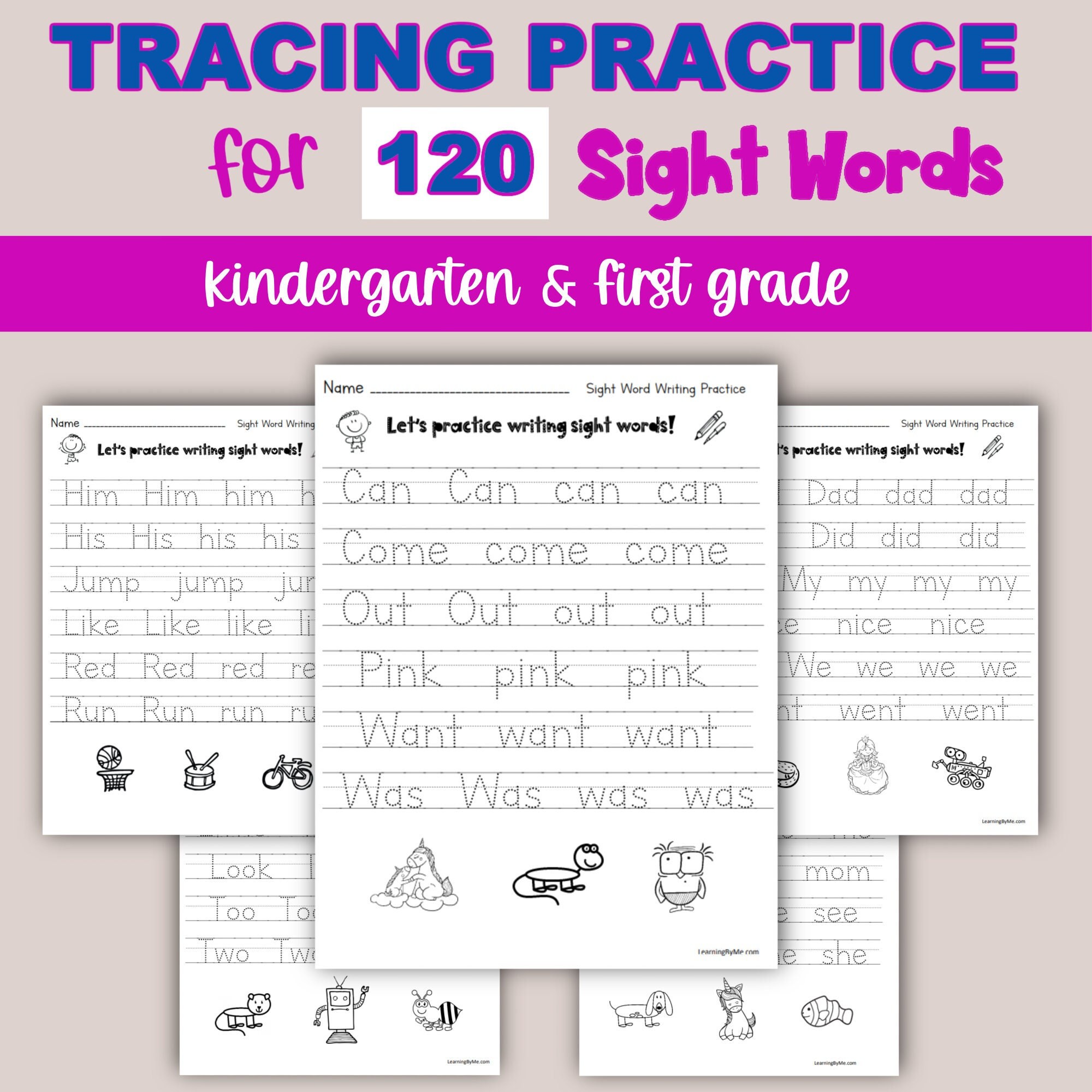 20 Printable Sight Word Worksheets - Tracing for 120 Sight Words ...