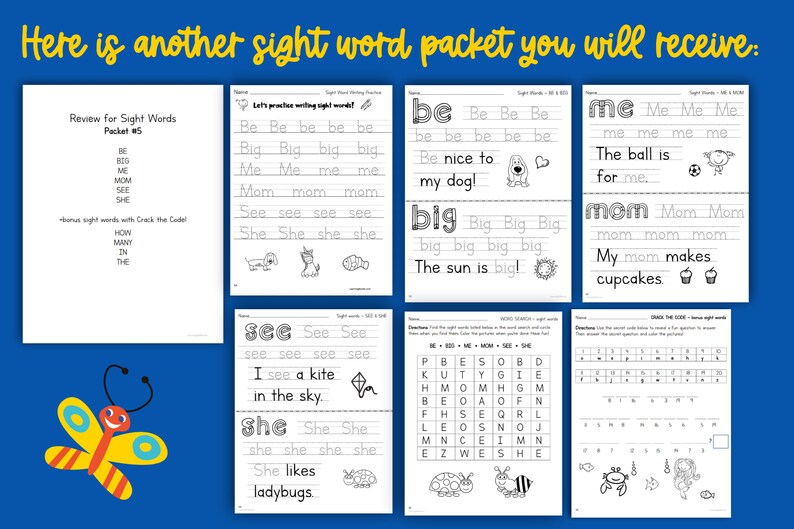 120 Sight Word Worksheets Kindergarten & First Grade Sight Word ...