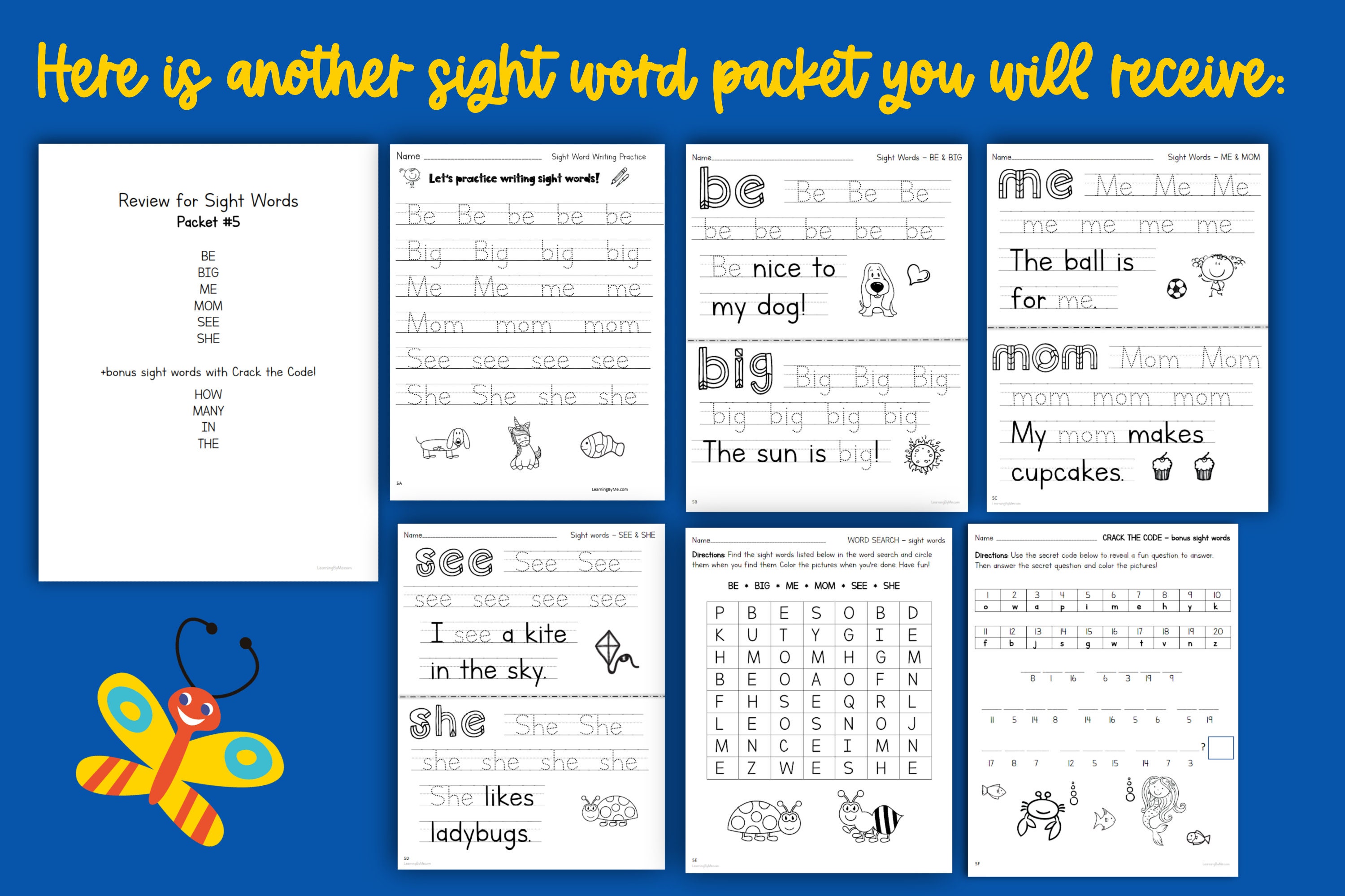120 Sight Word Worksheets Kindergarten & First Grade Sight Word ...