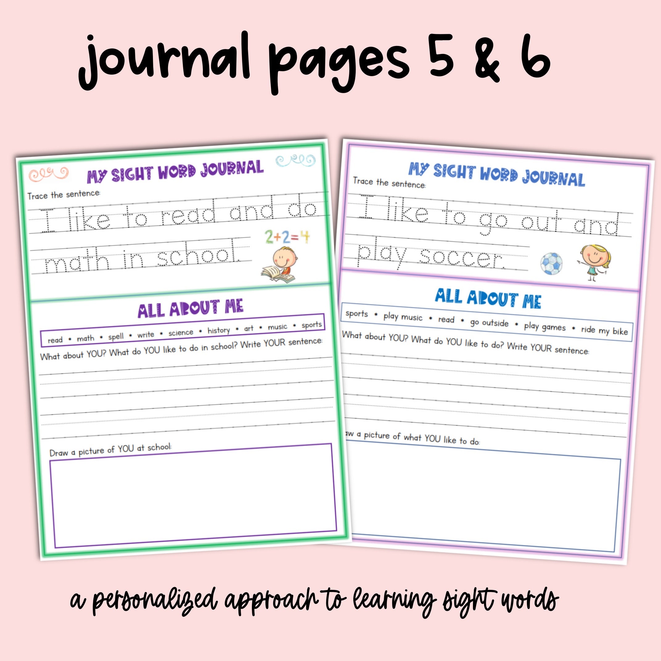 Printable Sight Word Journal - Kindergarten & First Grade - Sentence ...