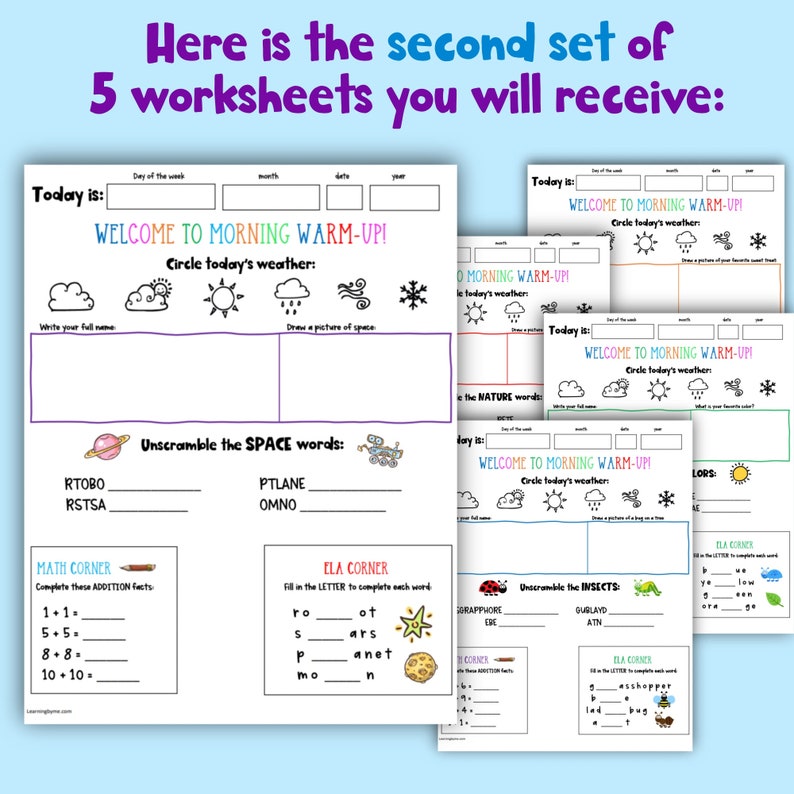 Elementary Morning Worksheets - Warm-up Worksheets for Elementary ...