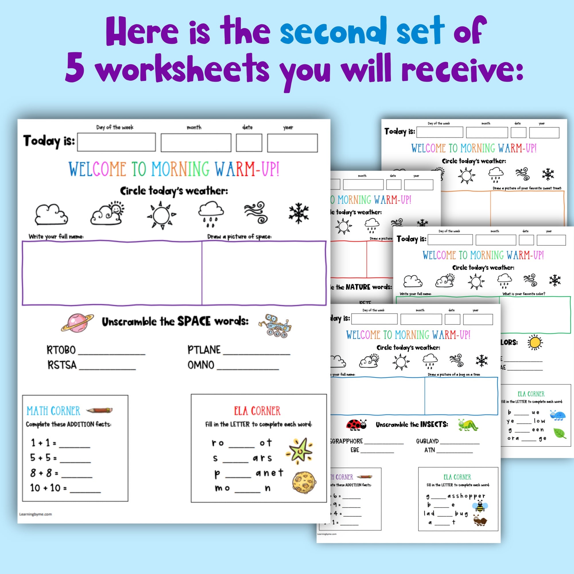 Elementary Morning Worksheets - Warm-up Worksheets for Elementary ...