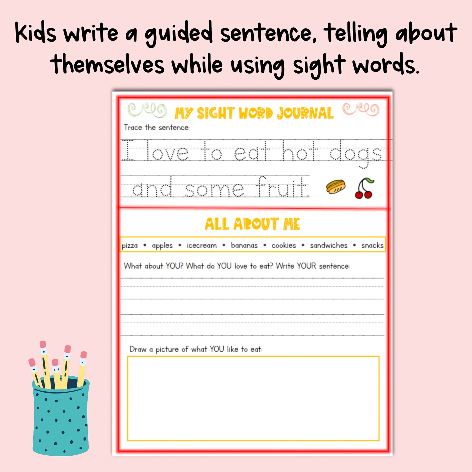 Printable Sight Word Journal - Kindergarten & First Grade - Sentence ...
