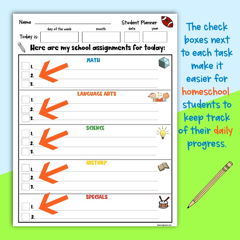 Sports-themed Printable Elementary Student Planner - Homeschool Student ...