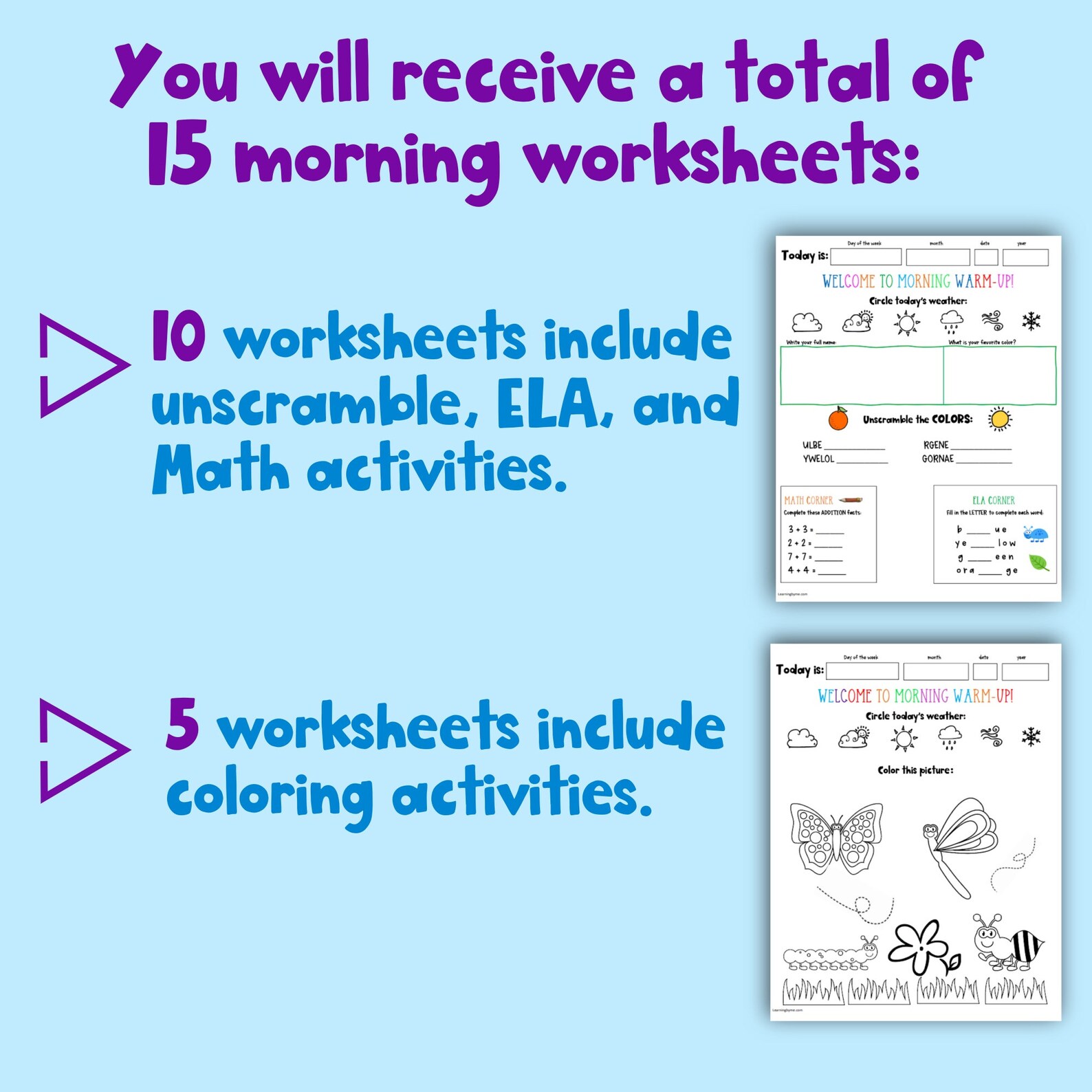 Elementary Morning Worksheets - Warm-up Worksheets for Elementary ...