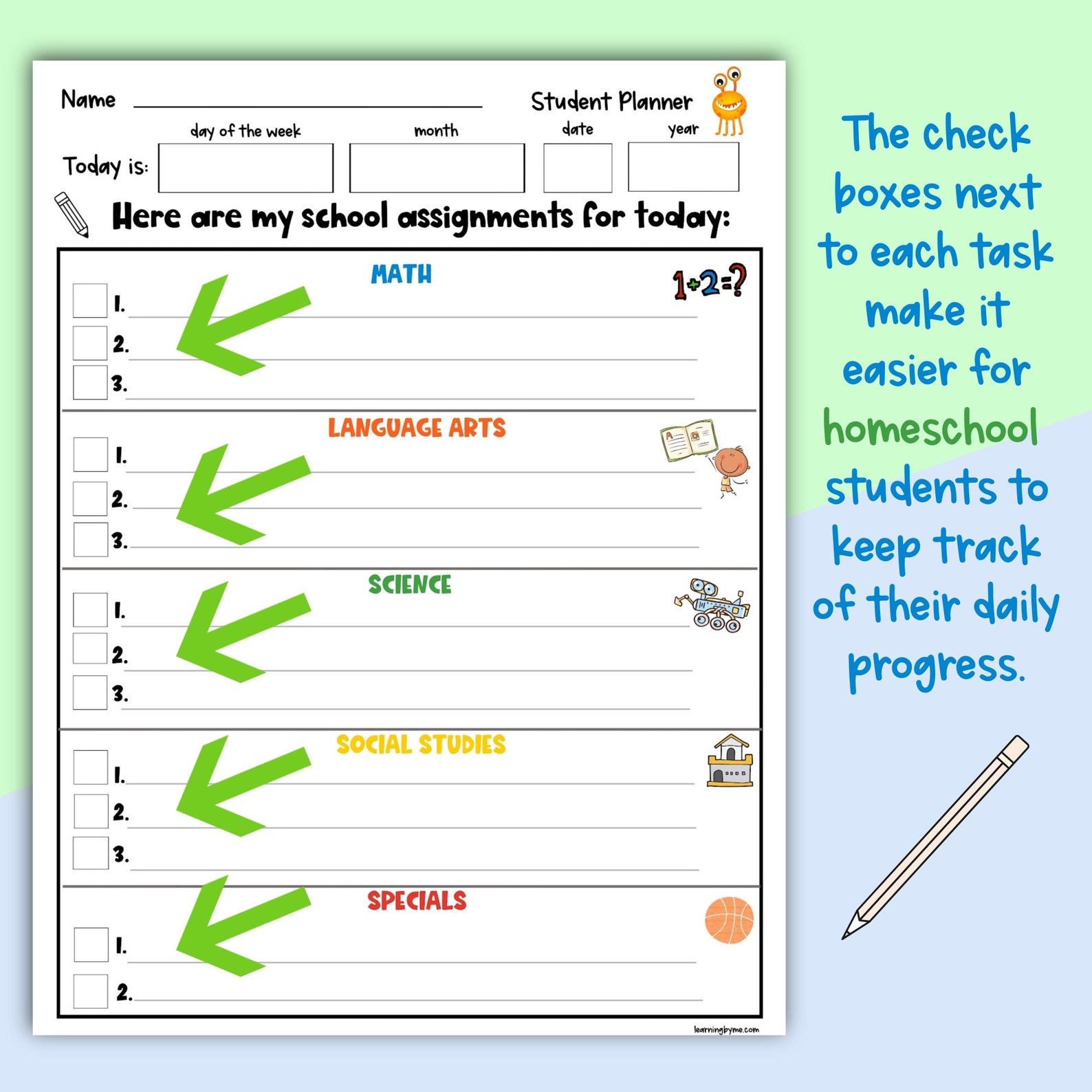 Boy's Themed Printable Elementary Student Planner - Homeschool Student ...