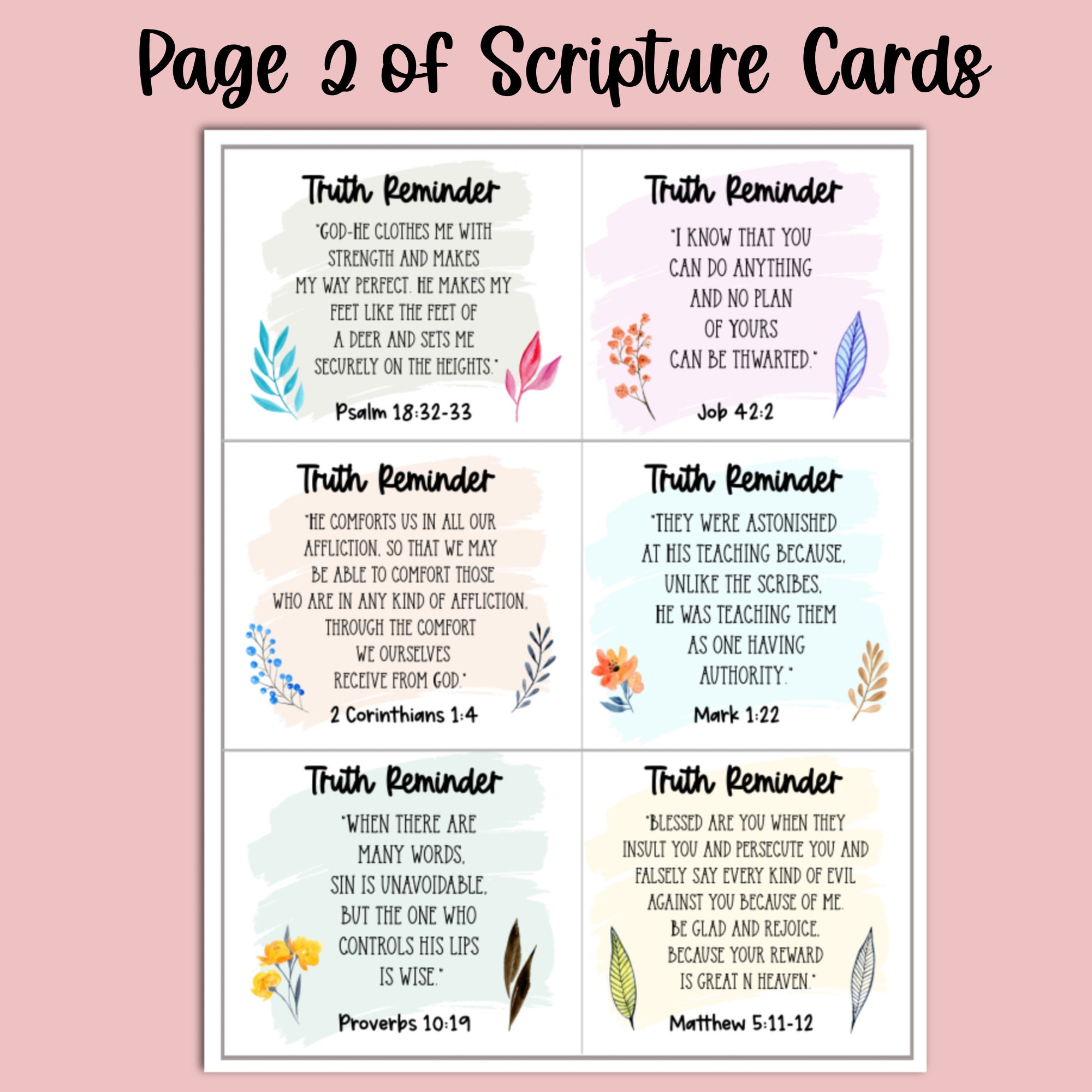 24 Printable Pocket Scriptures Mini Bible Verse Cards - Etsy