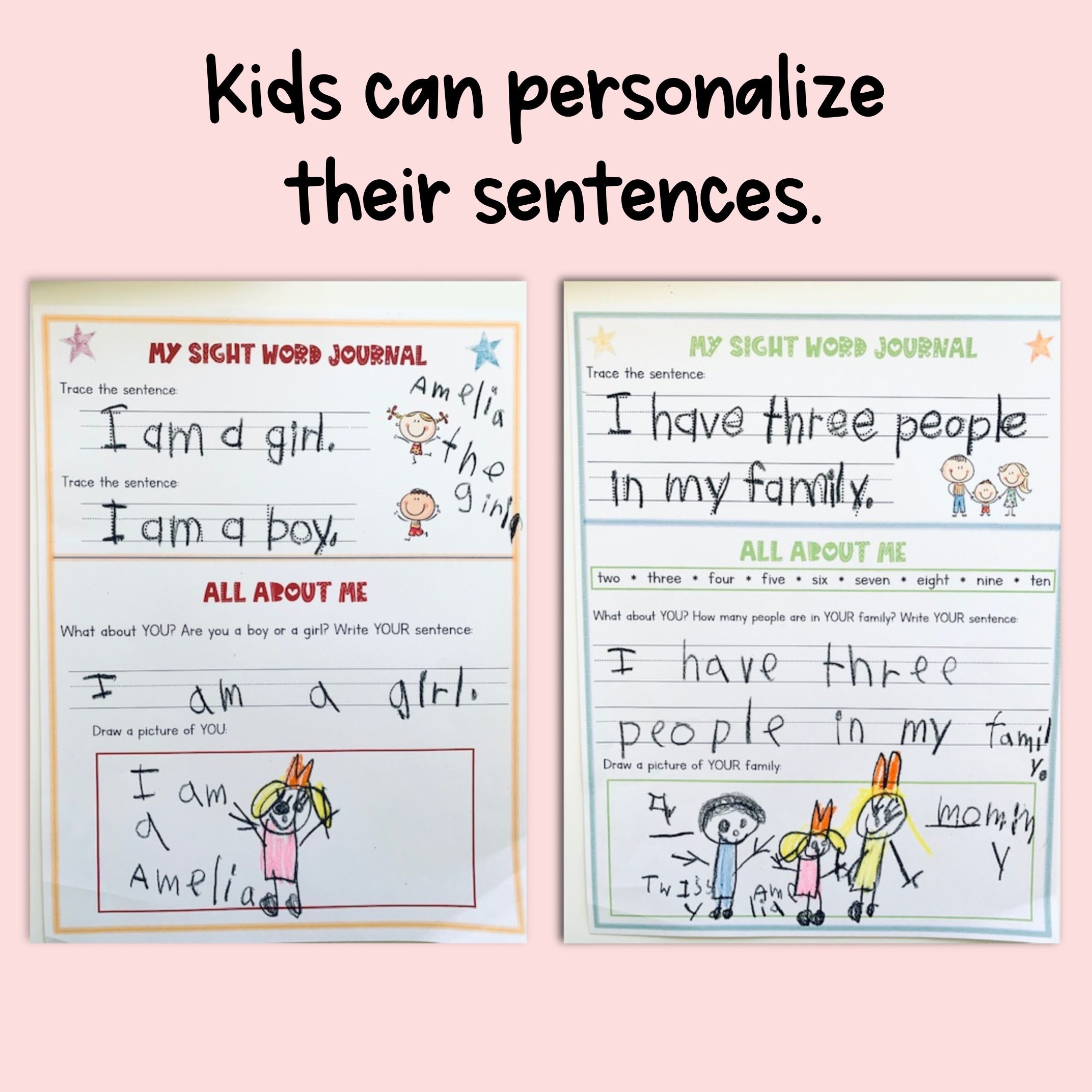 Printable Sight Word Journal - Kindergarten & First Grade - Sentence ...