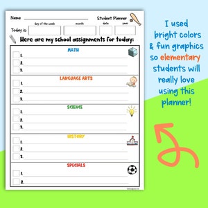 Sports-themed Printable Elementary Student Planner - Homeschool Student ...