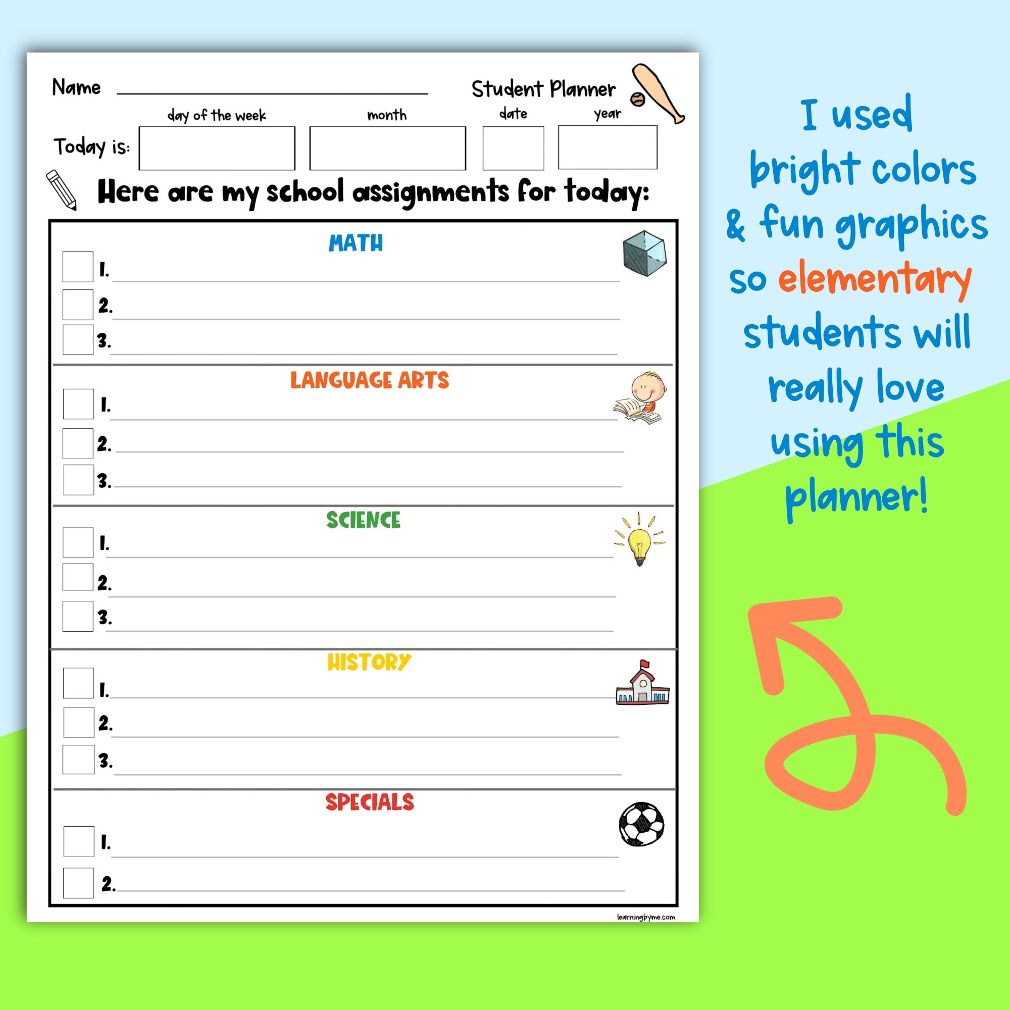 Sports-themed Printable Elementary Student Planner - Homeschool Student ...