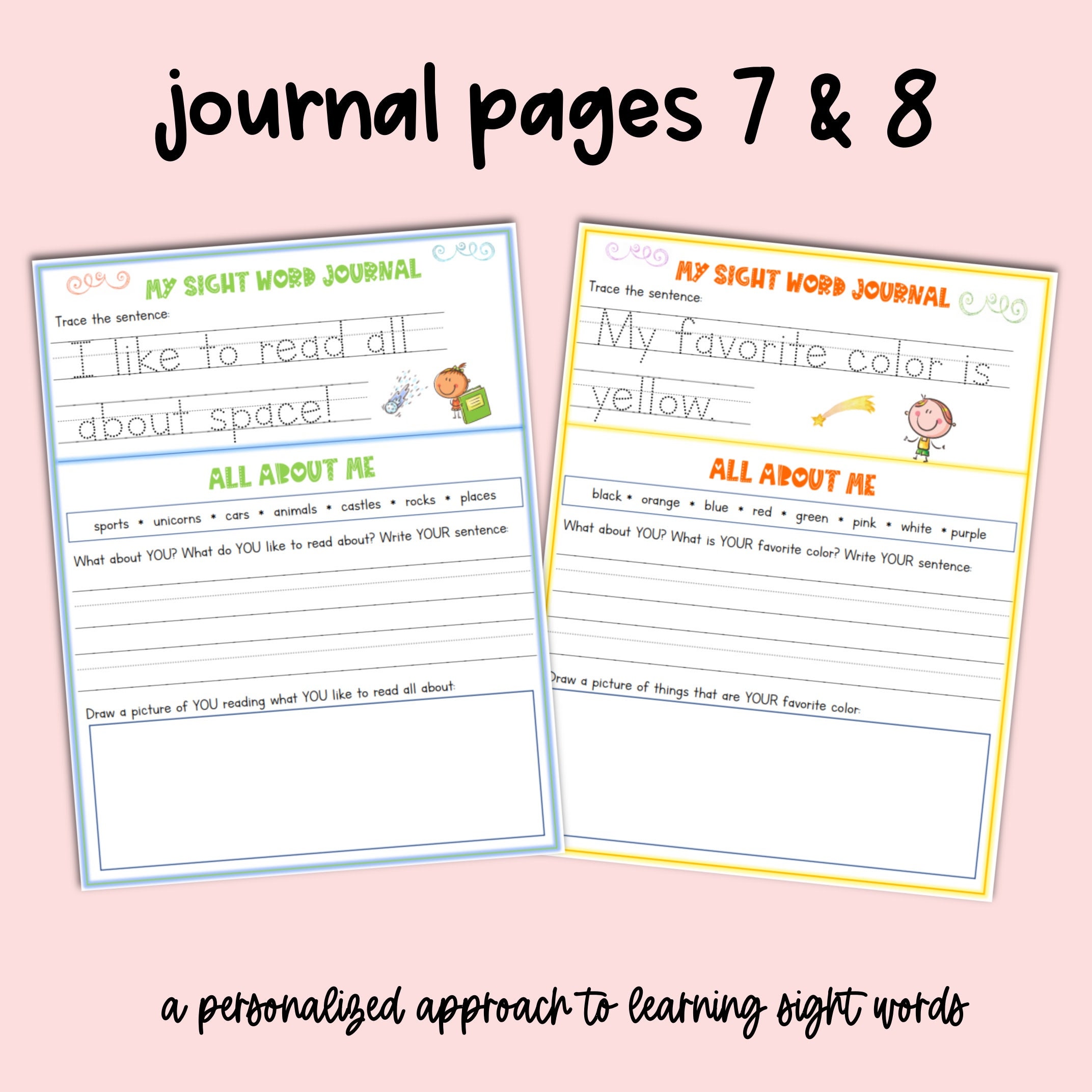 Printable Sight Word Journal - Kindergarten & First Grade - Sentence ...