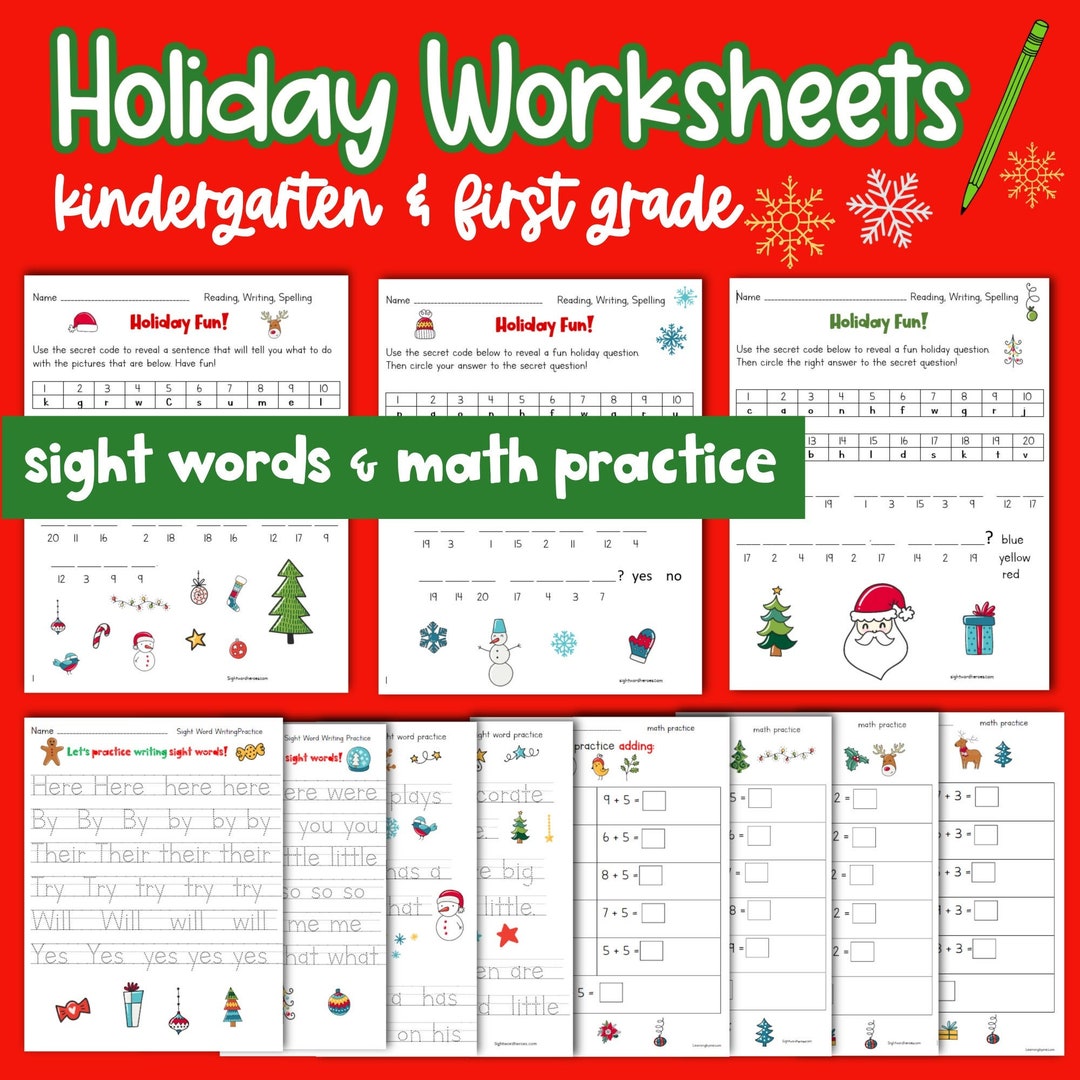 Christmas Worksheets for Kindergarten & First Grade Christmas Sight ...