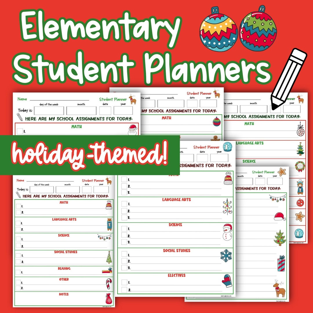 Christmas Printable Student Planners - Elementary Student Planners ...