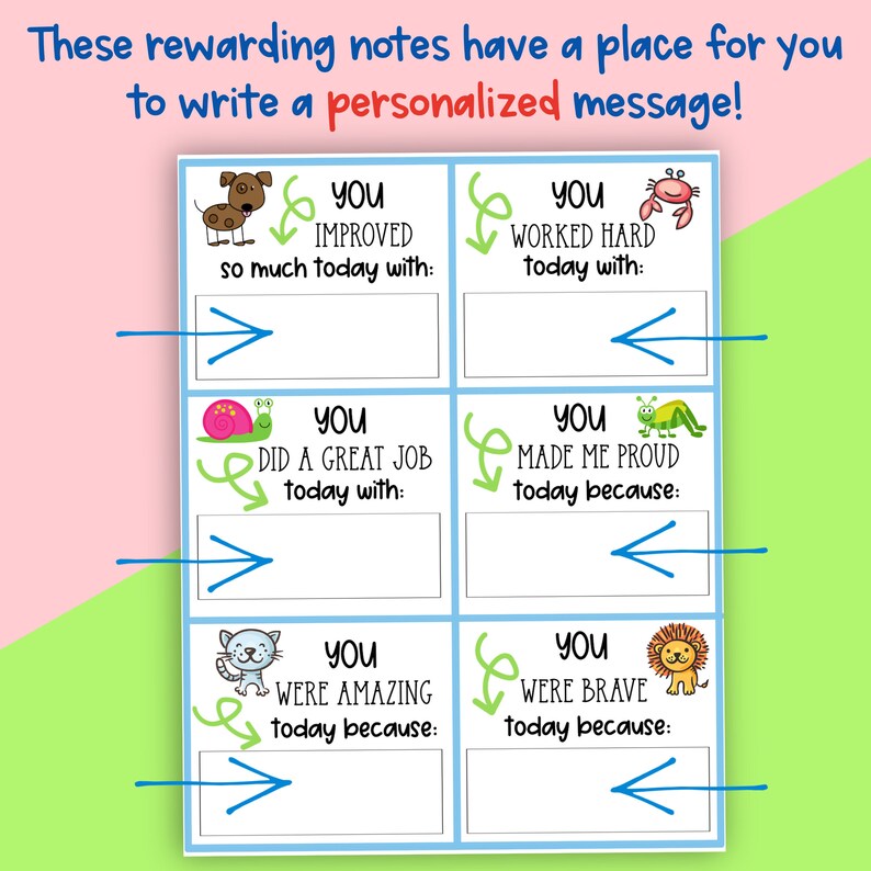 Printable Notes to Reward Student Work - Positive Notes for Elementary ...