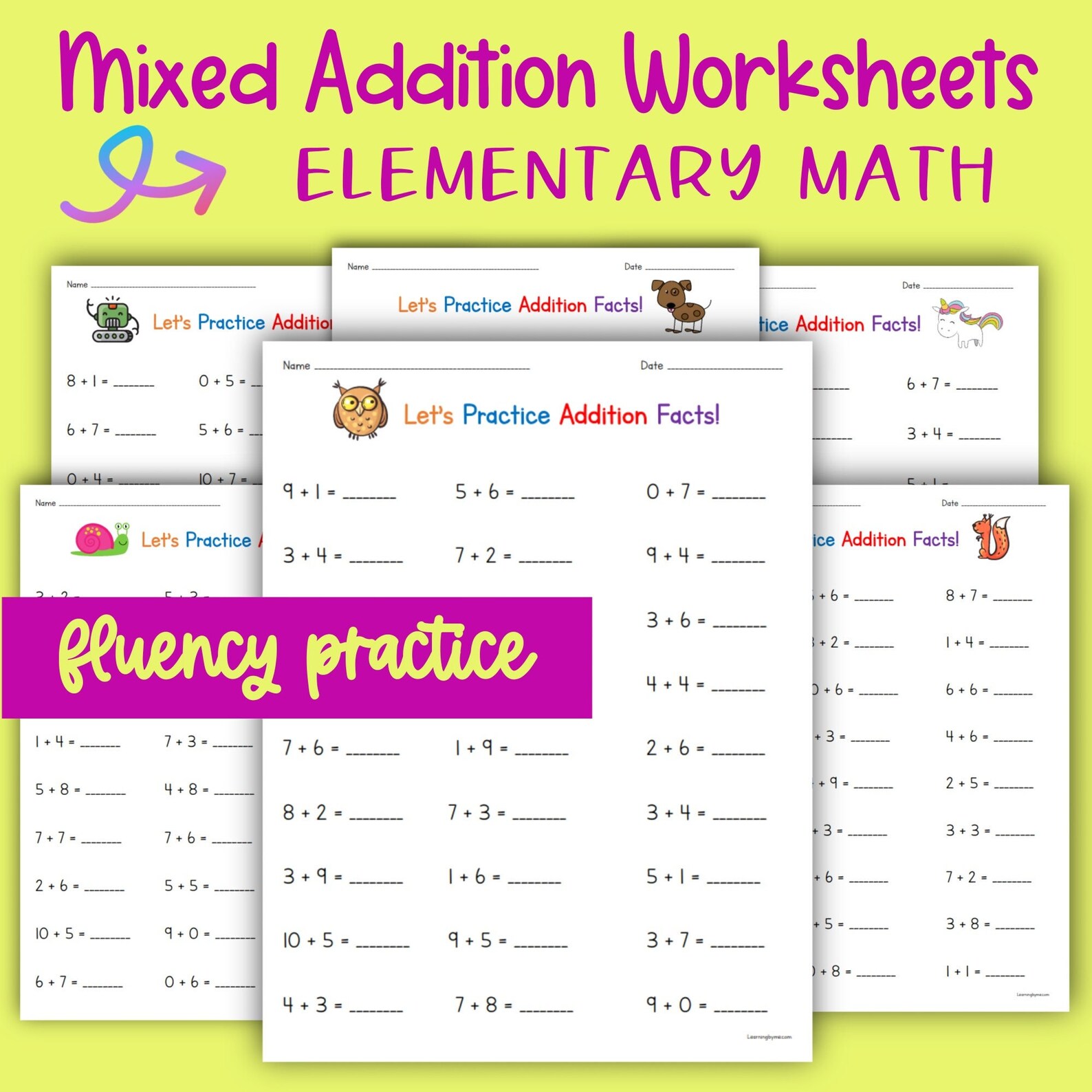 Addition Facts Printable Worksheets - Practice Math Fluency ...
