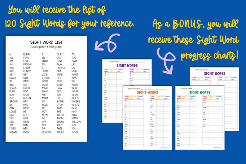 120 Sight Word Worksheets Kindergarten & First Grade Sight Word ...