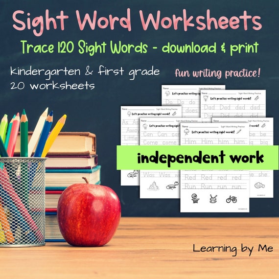 20 Printable Sight Word Worksheets Tracing for 120 Sight | Etsy