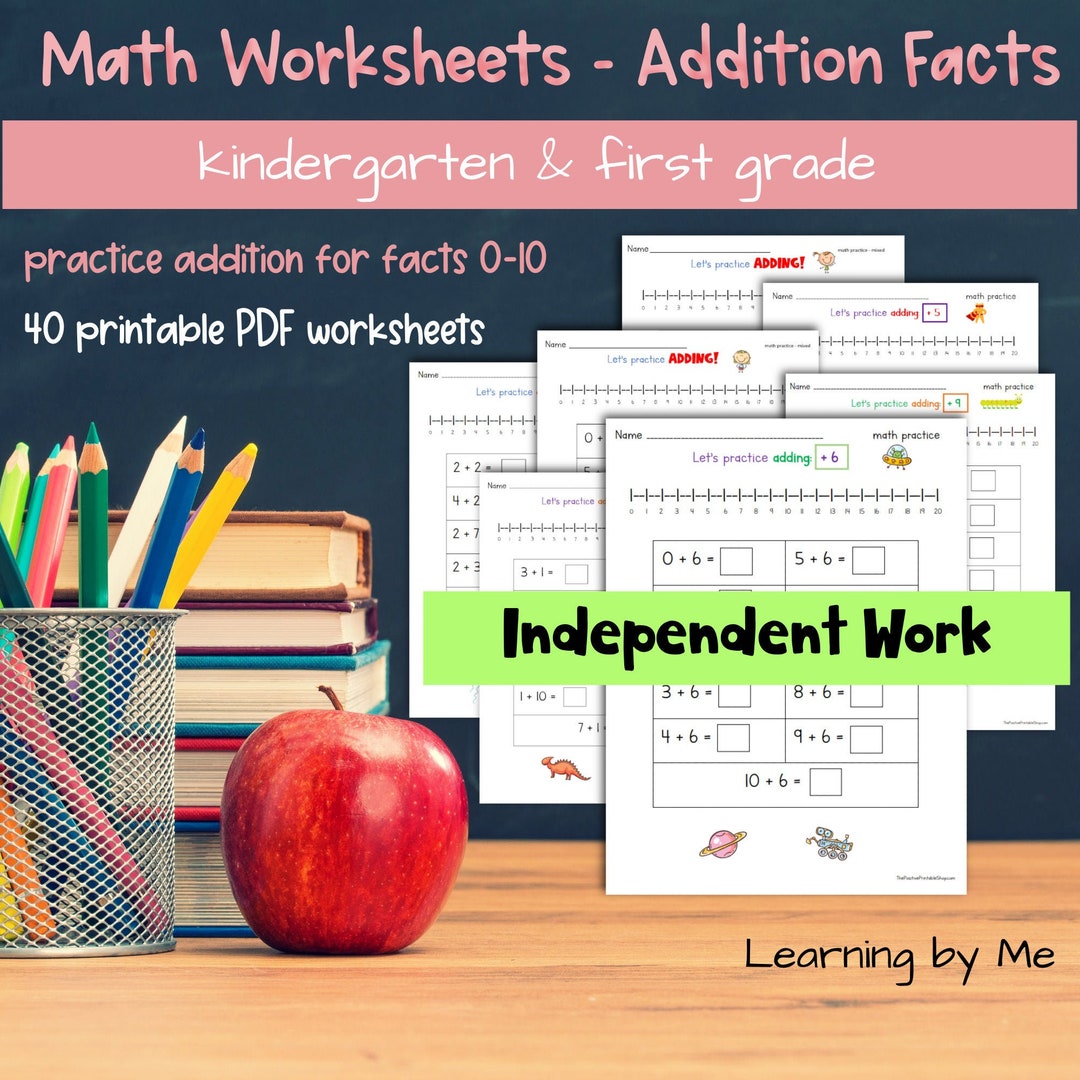 40 Printable Math Worksheets for Addition Facts 0-10 - Kindergarten ...